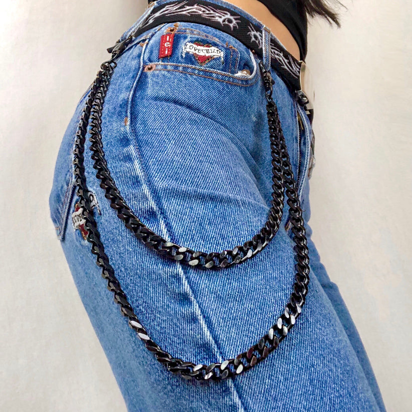 BLACK DOUBLE WALLET CHAIN – Cyberspace Shop