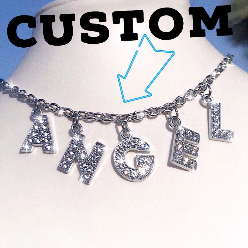 RHINESTONE CUSTOM WORD NECKLACE 💖 – Cyberspace Shop